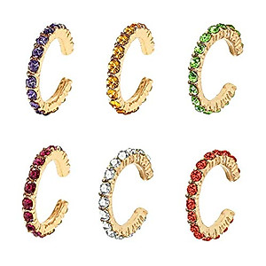 MOEPAPA Ear Cuff Colorful Clip on Hoop Earrings for Women 6pcs set