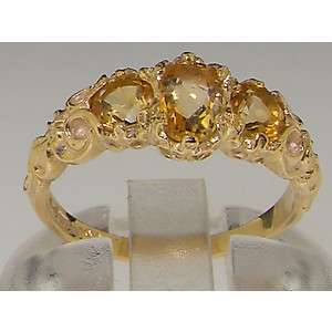 LetsBuyGold 10k Yellow Gold Real Genuine Citrine Womens Band Ring - Size 7