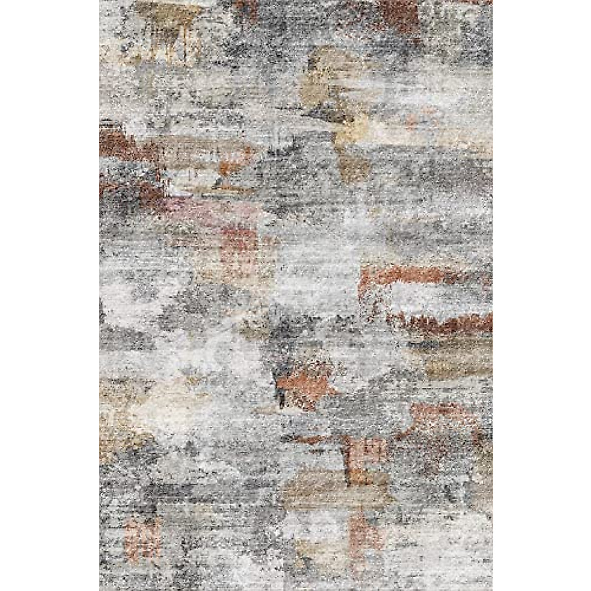 vivorug Washable Rug, Ultra Soft Area Rug 8x10, Non Slip Abstract Rug Foldable, Stain Resistant Rugs for Living Room Bedroom, Modern Fuzzy Rug (Gray/Rust, 8'x10')