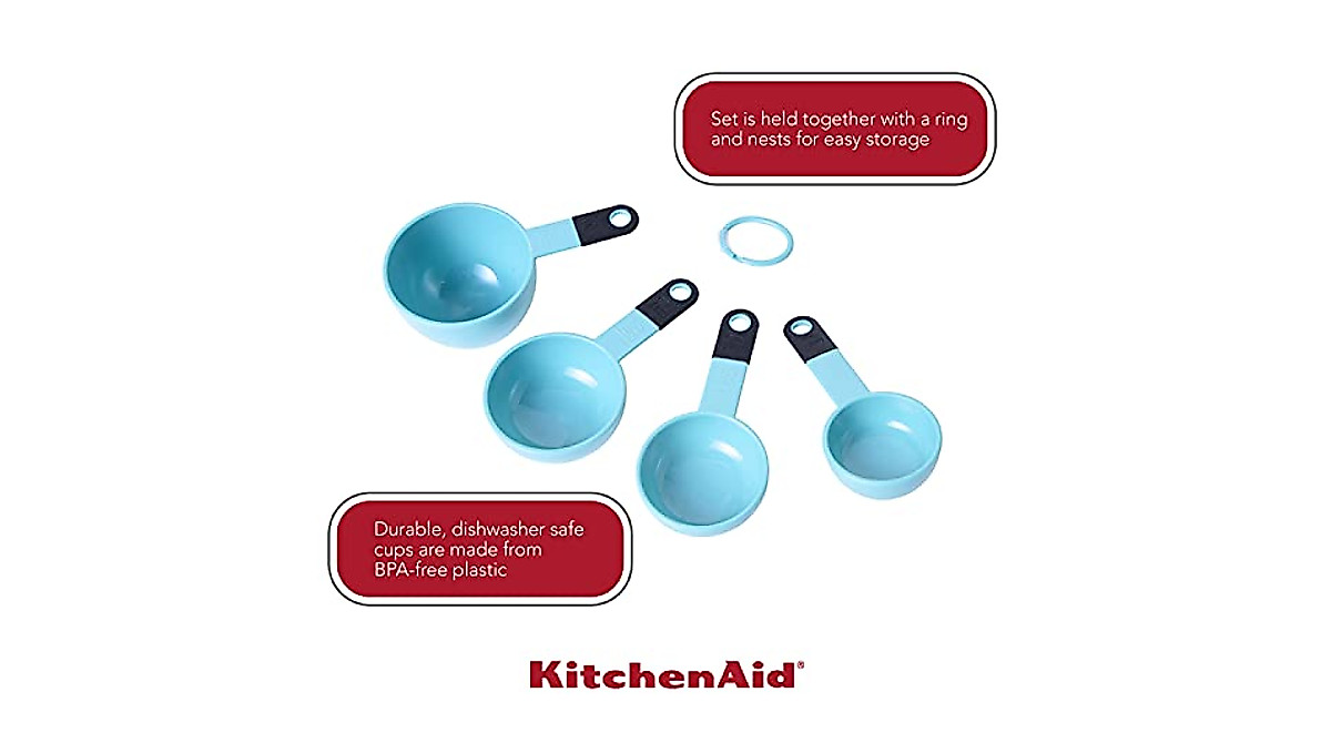 KitchenAid Classic Measuring Cups Set - Durable & Stylish Aqua Sky/Black