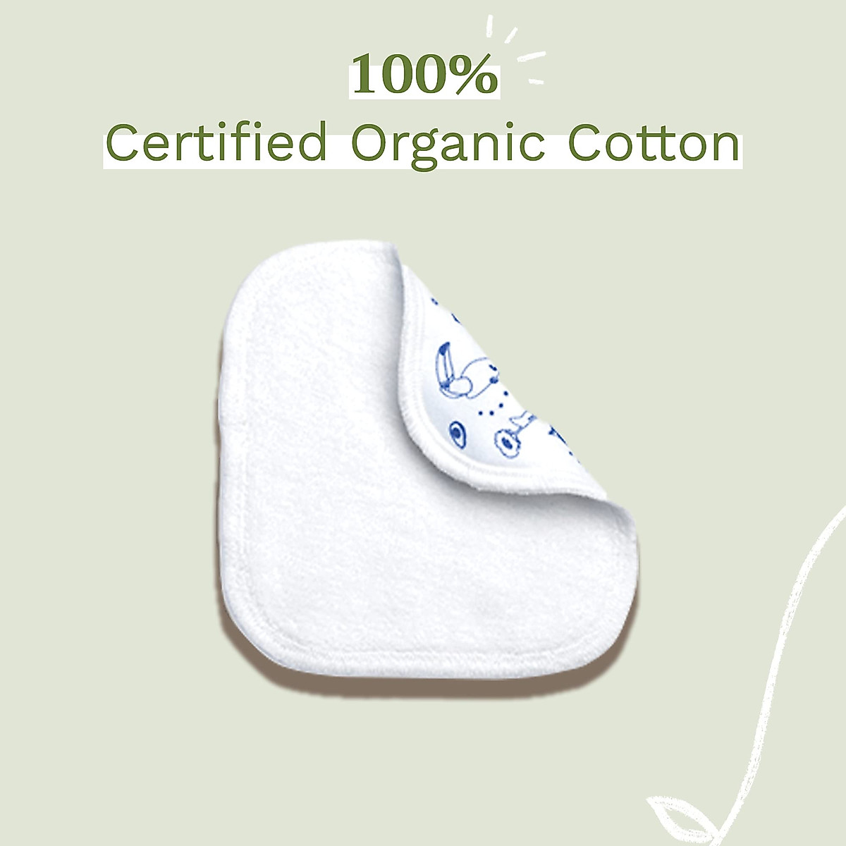 Mustela Reusable & Washable Baby Eco-Wipes - 100% Organic GOTS Certified Cotton Pads for Quick Cleanups or Makeup Removal - 6 counts (3 Large & 3 Small)