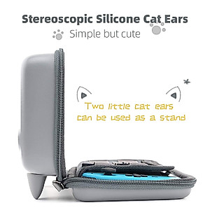 GeekShare Cat Ears Carry Case Compatible with Nintendo Switch/Switch OLED - Portable Hardshell Slim Travel Carrying Case fit Switch Console & Game Accessories (Grey, Large)