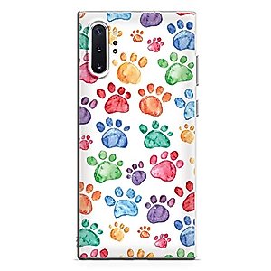 Inspired Cases - 3D Textured Galaxy Note 10 Plus Case - Rubber Bumper Cover - Protective Phone Case for Samsung Galaxy Note 10 Plus - Watercolor Paw Prints