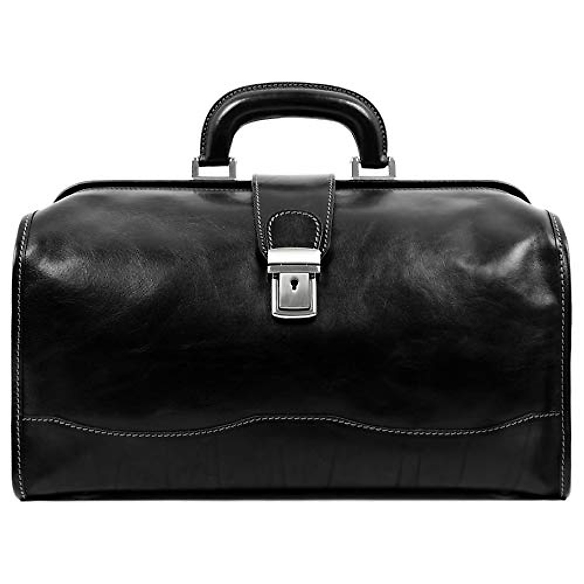 Time Resistance Leather Doctor Bag Medical Satchel Unisex Black