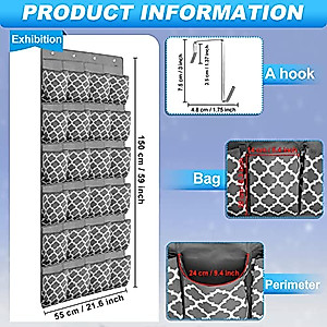 3 Pcs Over The Door Shoe Organizer 24 Large Fabric Pocket Hanging Shoe Rack Holder for Closet Heavy Duty Shoe Storage Organizer Hanger with Sturdy Mental Hook for Sneakers High Heels Men Women Kid