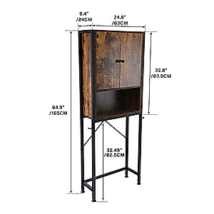 Tengchang Over The Toilet Storage Cabinet, Vintage Wooden Bathroom Spacesaver Organizer Over Toilet Shelf Racks, Rustic Brown