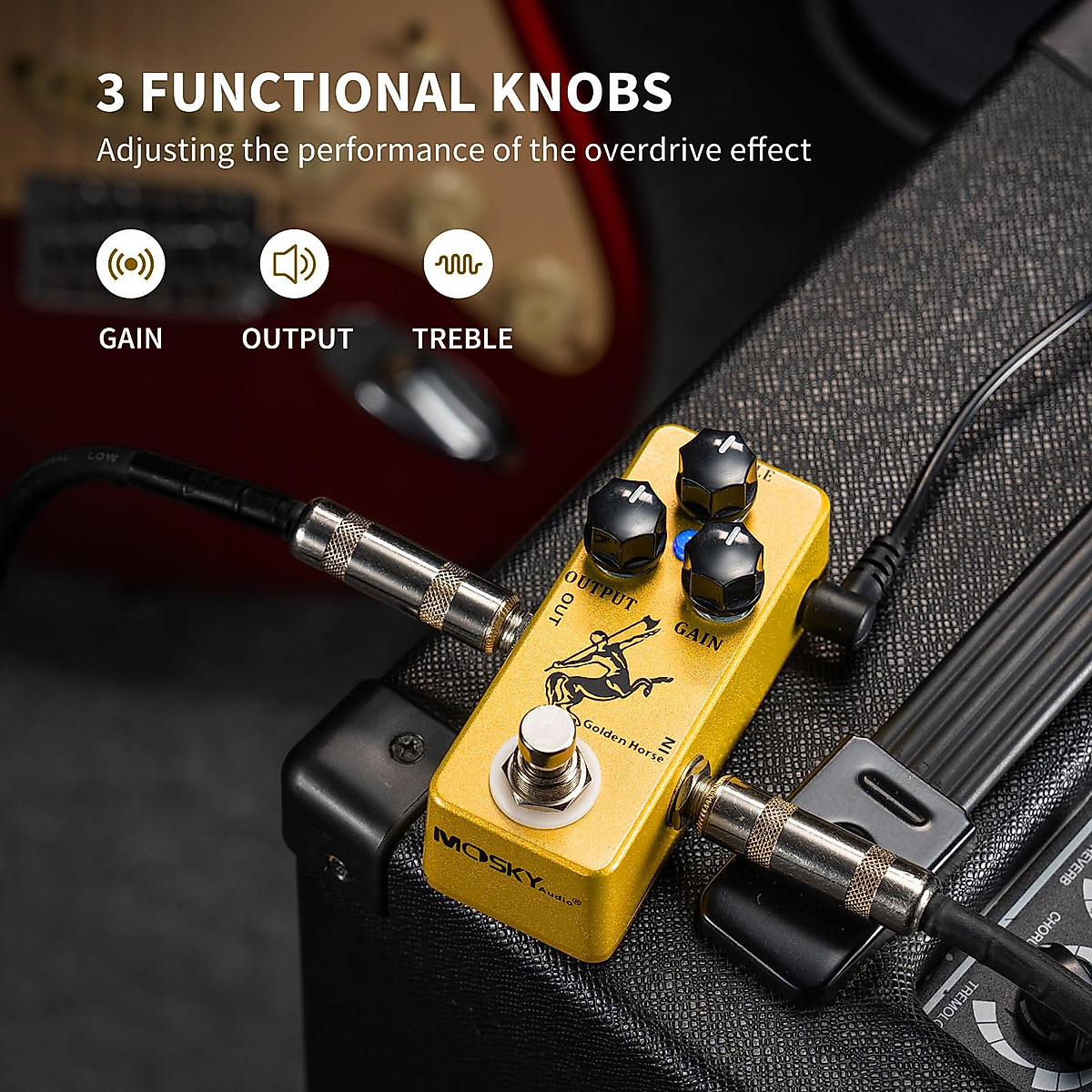 MOSKY Golden Horse Overdrive Effect Pedal Boost Guitar Effect Pedal with True Bypass for Electric Guitar
