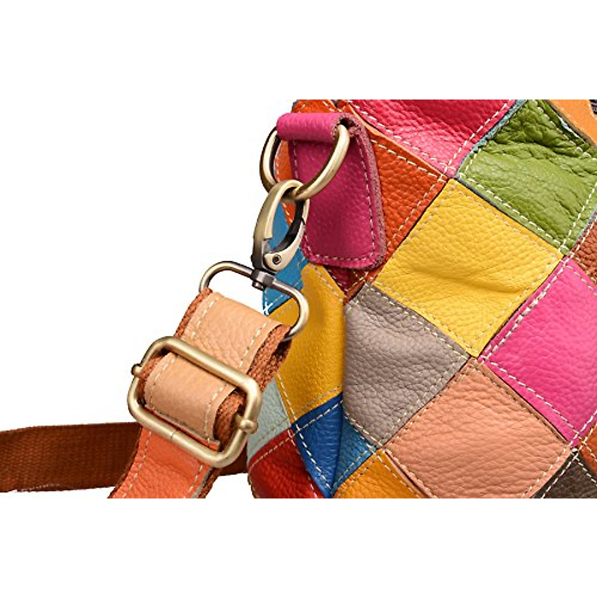 Heshe Womens Multi-color Leather Shoulder Bag Hobo Tote Handbag Cross Body Purse (Colorful-2B4029)
