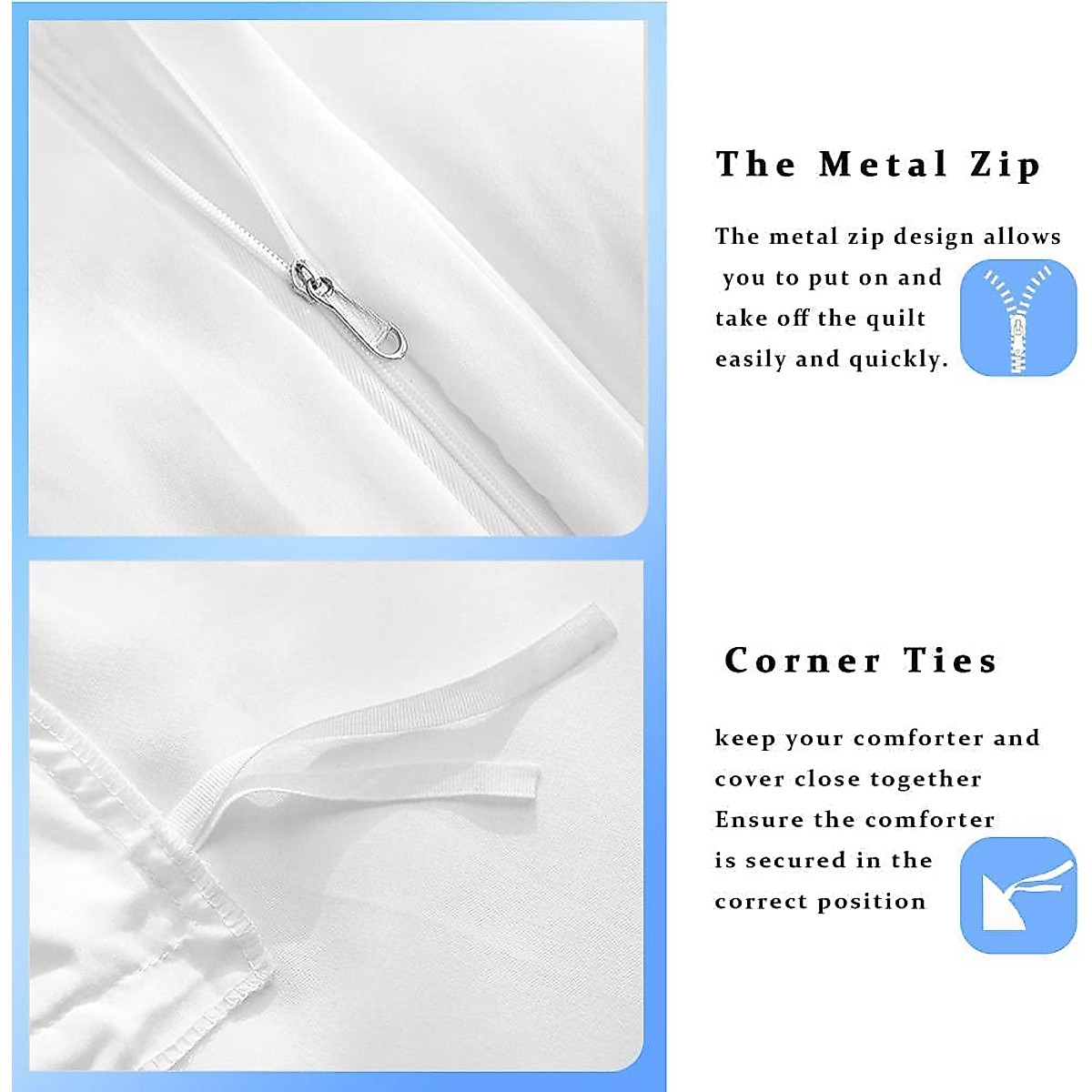 ZZXHG Duvet Cover Set Twin Size White Gymnastics Soft Microfiber Bedding Comforter Cover Twin with Zipper Closure, 3 Pieces (1 Duvet Cover + 2 Pillow Shams, 68x86 Inch)