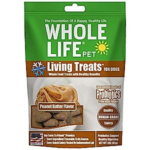 Whole Life Pet Human Grade Probiotic Dog Treats – Peanut Butter & Yogurt – Easy Digestion, Sensitive Stomachs - Made in The USA