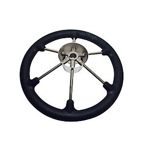 Marine Boat SS304 Steering Wheel with Black Sleeve 6 Spoke 15 1/2"