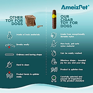 AmeizPet Beef Flavor Joint Dog Chew Toy for Medium/Large Breed Dogs, Indestructible Durable Long Lasting 100% Nylon Dog Chew Toy for Aggressive Chewers - Funny Cigar Dog Toy to Keep Them Busy