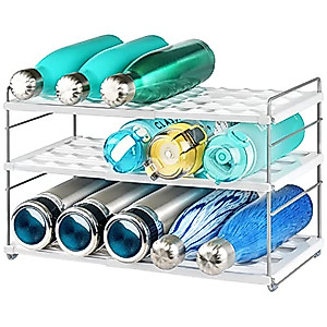 Water Bottle Organizer for Cabinet, 3 Tier Expandable Water Bottle Storage Rack, Water Bottle Shelf Storage for Tumbler Sports Flask Travel Mugs, Tumbler Storage for Cabinet Kitchen Countertop Fridge