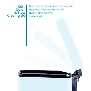 Home Zone Living 1.3 Gallon Bathroom Trash Can with a Lid, Stainless Steel Wastebasket with Slim Shape and Step Pedal for Home and Office, 5 Liter Capacity, Blue