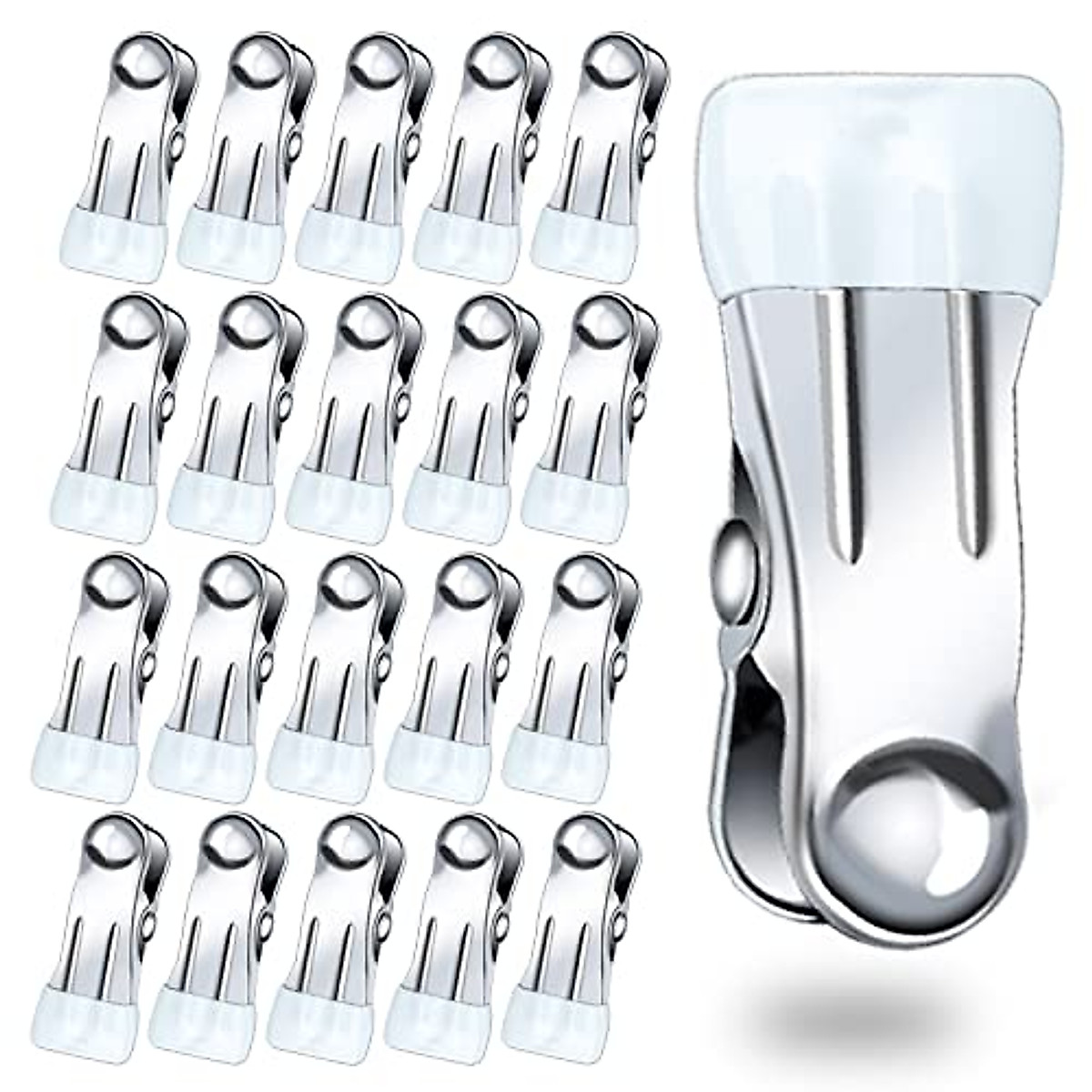 30 Pack Heavy Duty Clothes Pins for Hanging Clothes,Stainless Steel Strong Clips for Clothes,Crafts,Beach Towel,Sock,Fabric,Utility Clips Drying Pegs Clamp for Outdoor Clothesline Clips (White)
