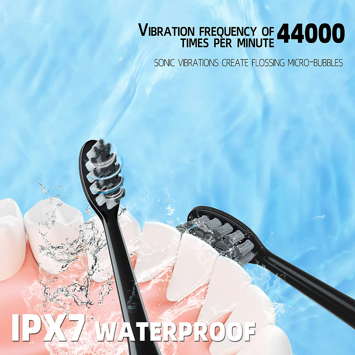 GEC Sonic Electric Toothbrush with 8 Brush Heads for Adults,6 High Power Brushing Modes,2 Minutes Build in Smart Timer Electric Toothbrush for Adult and Kids