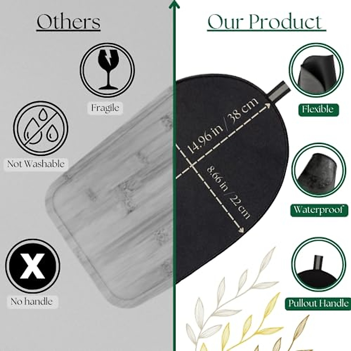 Heimn Sliding Mat and two Cord Organizers compatible with KitchenAid 4.5-5 Qt Tilt-Head Stand (4.5-5Qt Black Mat＋2xBlack Kitchen Accessories, 22x38-8.66x14.96")