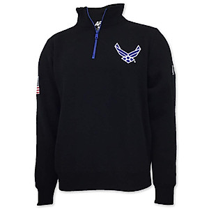 Armed Forces Gear Air Force Wings 1/4 Zip Fleece Sweatshirt, x-Large, Black