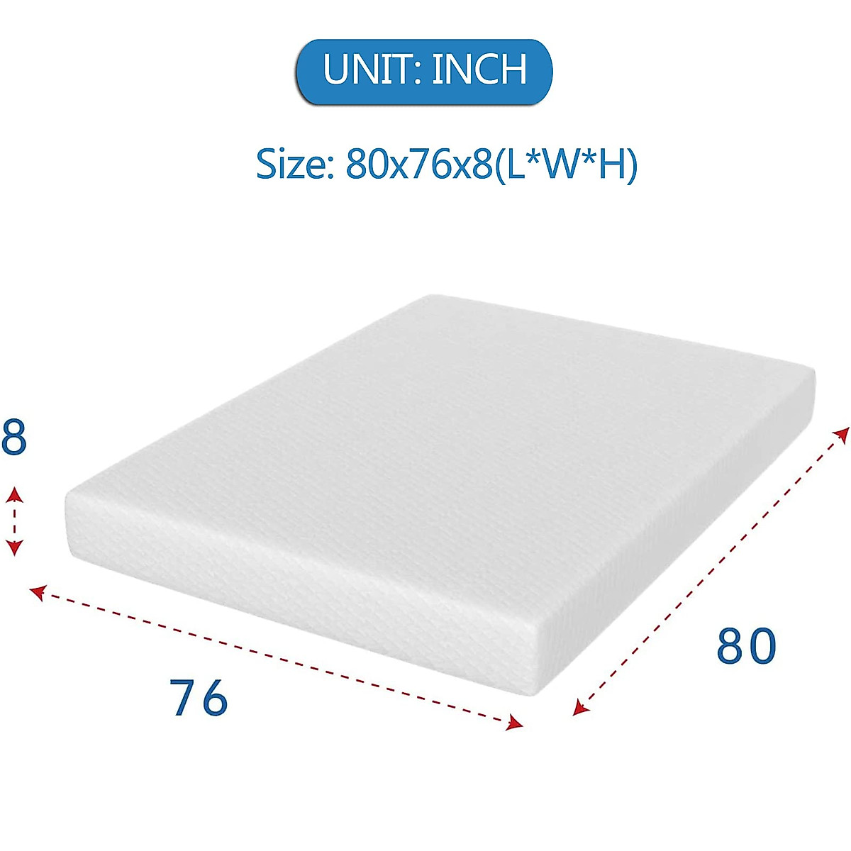 King Mattress, 8 Inch Gel Memory Foam Mattress for Back Pain Relief, Medium Firm King Size Mattress in a Box with Washable Cover & Motion Isolation