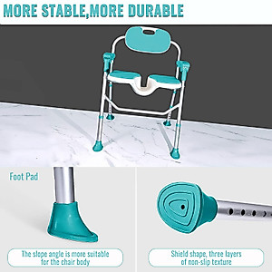 Folding Shower Chair for Inside Shower Stall, Bath Tub Shower Safety Seat Stool with Arms and Back Adjustable Height Shower Bench, Shower Seat for Inside Shower(Orange)