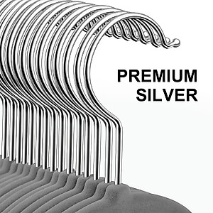 BAGAIL Velvet Hangers 50 Pack, Non Slip 360 Degree Swivel Hook Strong and Durable Clothes Hangers for Coats, Suit, Shirt Dress, Pants & Dress Clothes(Grey, 50 Pack)