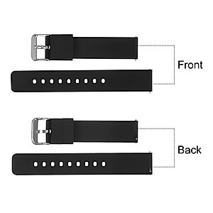 HARFINGTON Silicone Watch Band 12mm Width Quick Release Soft Rubber Replacement Watch Strap with Stainless Steel Buckle for Men Women, Black