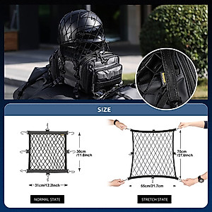 Rhinowalk Motorcycle Luggage Net Cargo Net Helmet Luggage Net with Adjustable Metal Hooks for Motorcycles and Bicycles