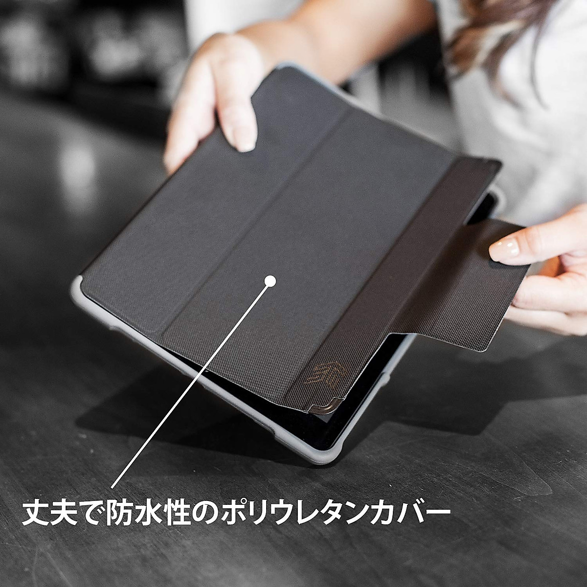 STM Dux Plus Duo Ultra-Protective Case for Apple iPad 9th/8th/7th Gen - Polycarbonate & Rubber Bracket, Clear Back, Water-Resistant, Magnetic Closure, Auto Wake/Sleep, Apple Pencil Holder - Black