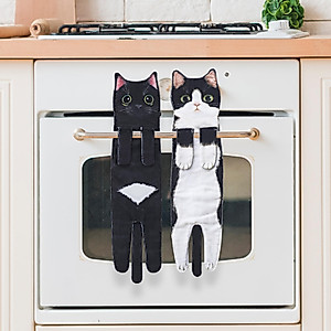 Cat Hand Towels for Kitchen Bathroom - Cute Cat Decor Gadgets - Hanging Soft Absorbent Hand Face Towel - Funny Birthday Mothers Day Housewarming Holiday Unique Gifts for Women Mom Lady Cat Lovers