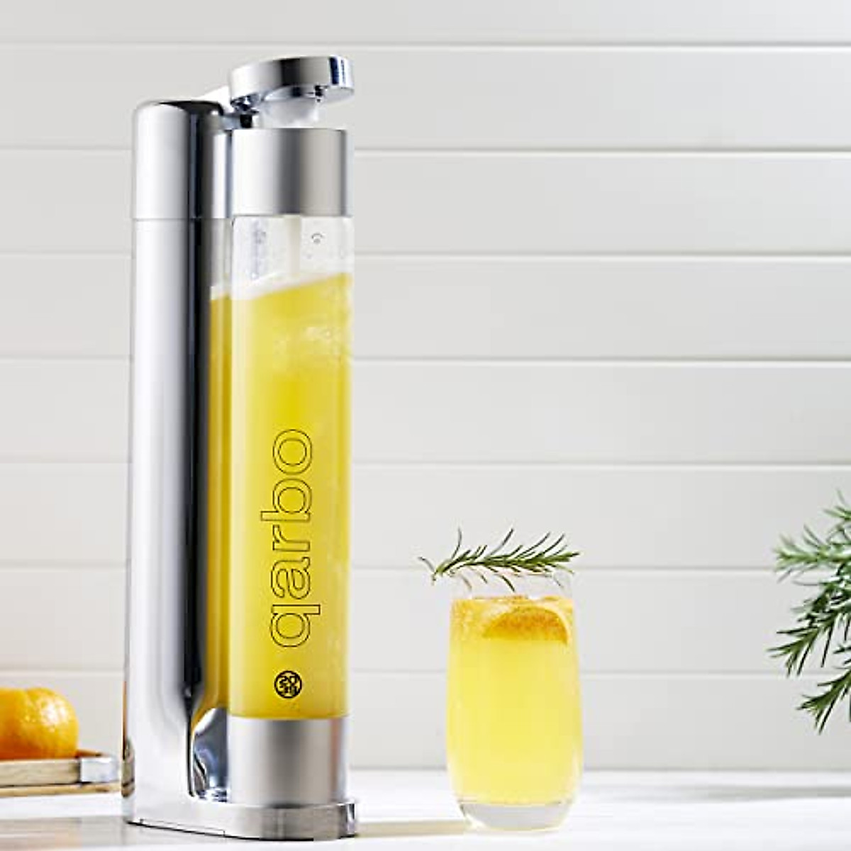 Twenty39 Qarbo Sparkling Water Maker Machine - Soda Beverage Carbonator for Home, Seltzer & Carbonated Beverage Dispenser, Water Carbonation Fizz Maker (Chrome)