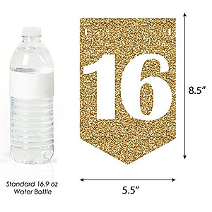 Big Dot of Happiness Custom Sweet 16 - Personalized 16th Birthday Party Bunting Banner and Decoration - Happy Birthday Custom Name Banner