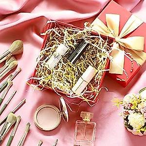 Crinkle Cut Paper Shred Filler Shredded Paper for Gift Box Crinkle Paper Metallic Shredded Crinkle Cut Paper Easter Grass Tissue Paper for Wedding Birthday Wrapping Boxes Bags (Gold White, 1 LB)