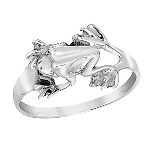 AeraVida Incredible Leaping 3D Tree Frog .925 Sterling Silver Band Ring (8)