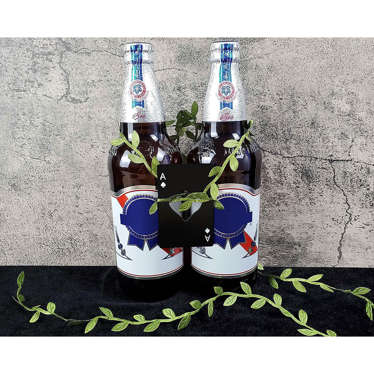 DS. DISTINCTIVE STYLE Bottle Opener Ring and Ace Poker Shaped Cap Opener Lightweight Stainless Steel Credit Card Size Beer Soda Bottle Opener - Black - Bar World Cup Party Supplies