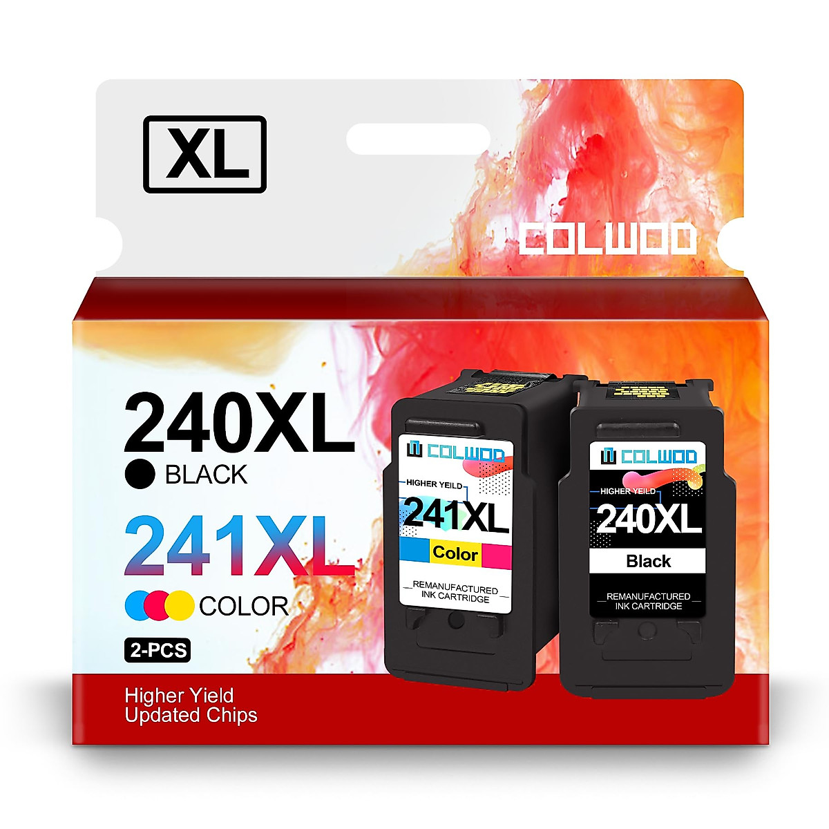 COLWOD Remanufactured Ink cartridges 240 and 241 Replacement for Canon PG-240XL CL-241XL 240 XL 241 XL Used with Canon PIXMA MG3620 TS5120 MX472 MX452 MG3220 MG3522 MG3520 Printer (1 BK+1 Tri-Color)