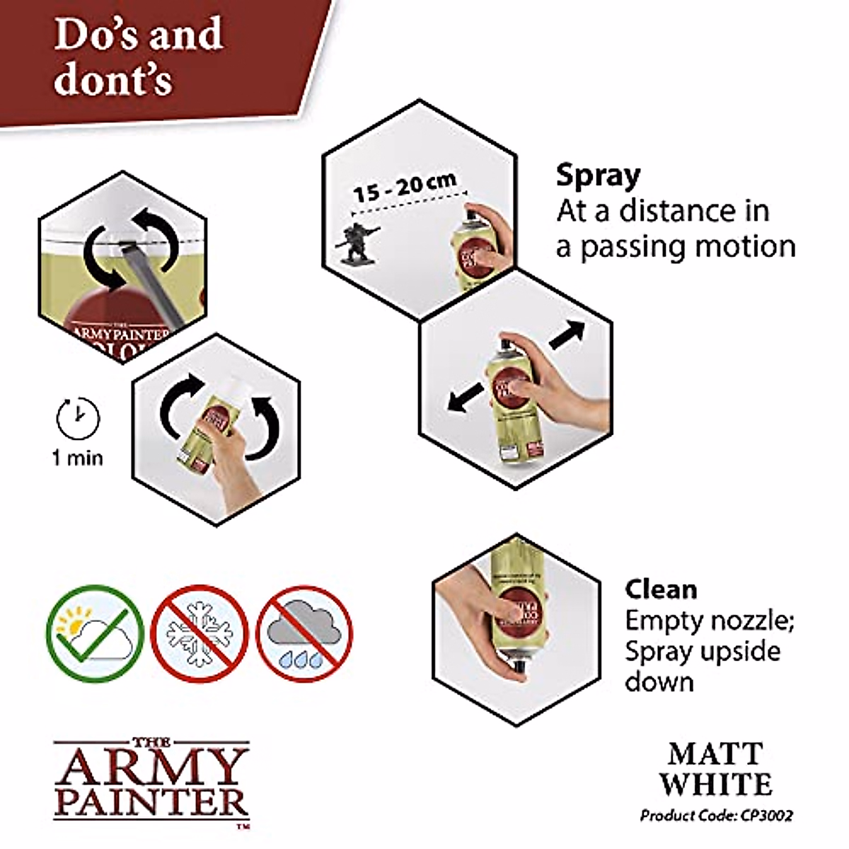 The Army Painter Color Primer Spray Paint, Matt White, 400ml, 13.5oz - Acrylic Spray Undercoat for Miniature Painting- Spray Primer for Plastic Miniatures