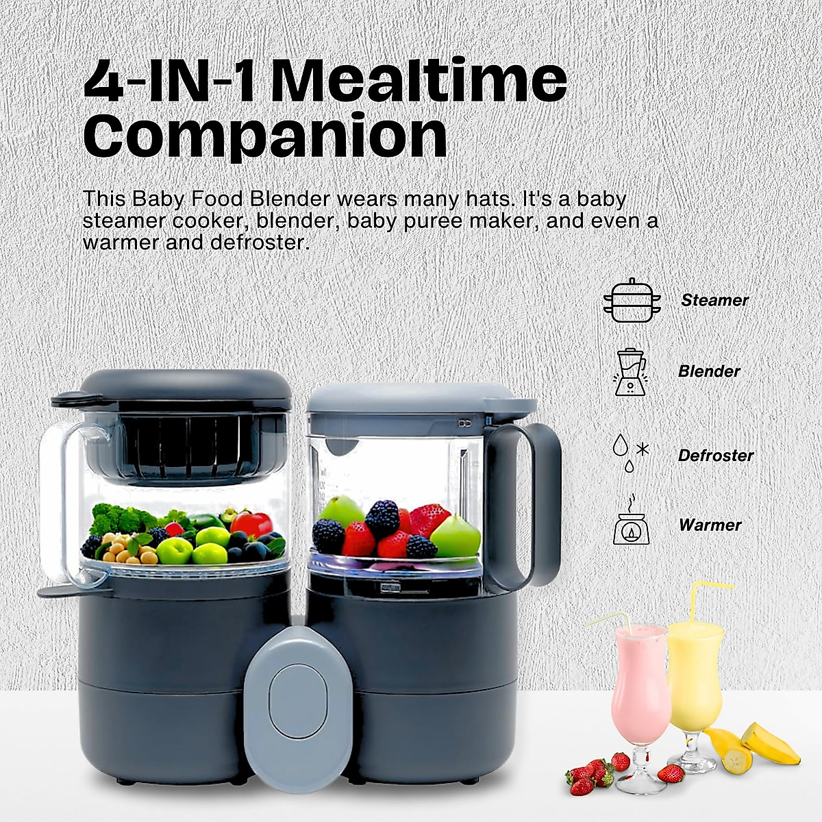 Baby Food Maker Steamer and Blender - Multifunction Baby Food Processor and Steamer w/Baby Blender, Defrosting & Reheating - Time Saving Baby Food Grinder - Baby Food Blender and Steamer (2 Liters)