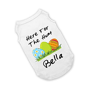 Here for The Hunt Easter Dog Shirt, Easter Egg Hunt Bunny Dog Shirt, Easter Shirt for Dogs, Easter Shirt for Dogs, Clothes for Pets (M 10-15 lbs)
