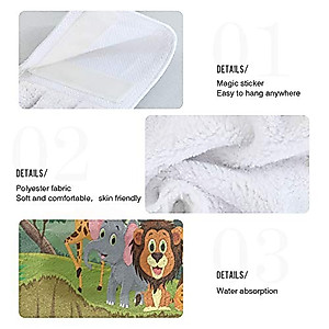 Alaza Animal Jungle Monkey Tiger Giraffe Lion Elephant Kitchen Towels Tea Towels Dish Towels with Hanging Loop 2 Pack