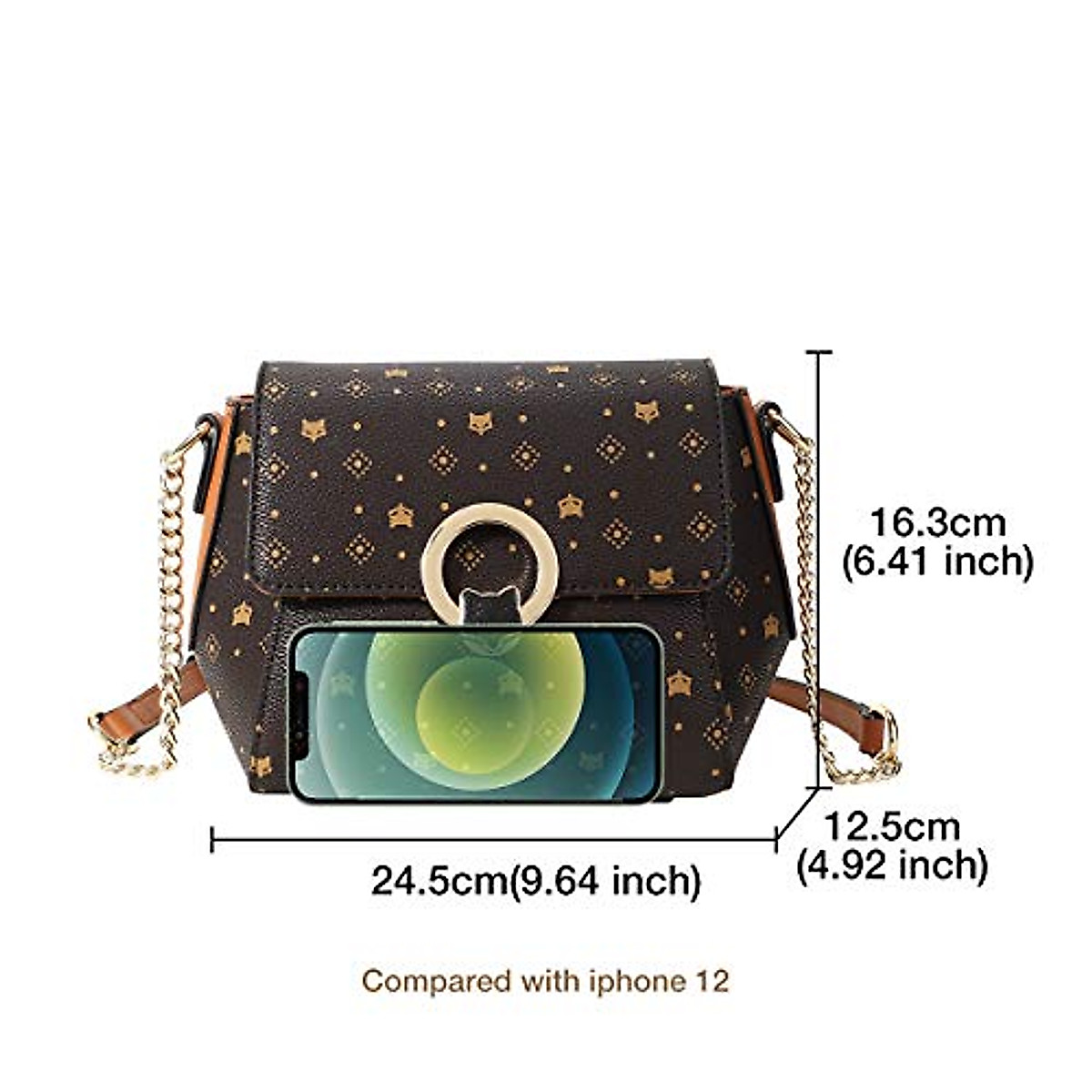 FOXLOVER Mini PVC Leather Crossbody Bag for Women Small Chain Shoulder Bags Purses for Ladies Signature Handbags