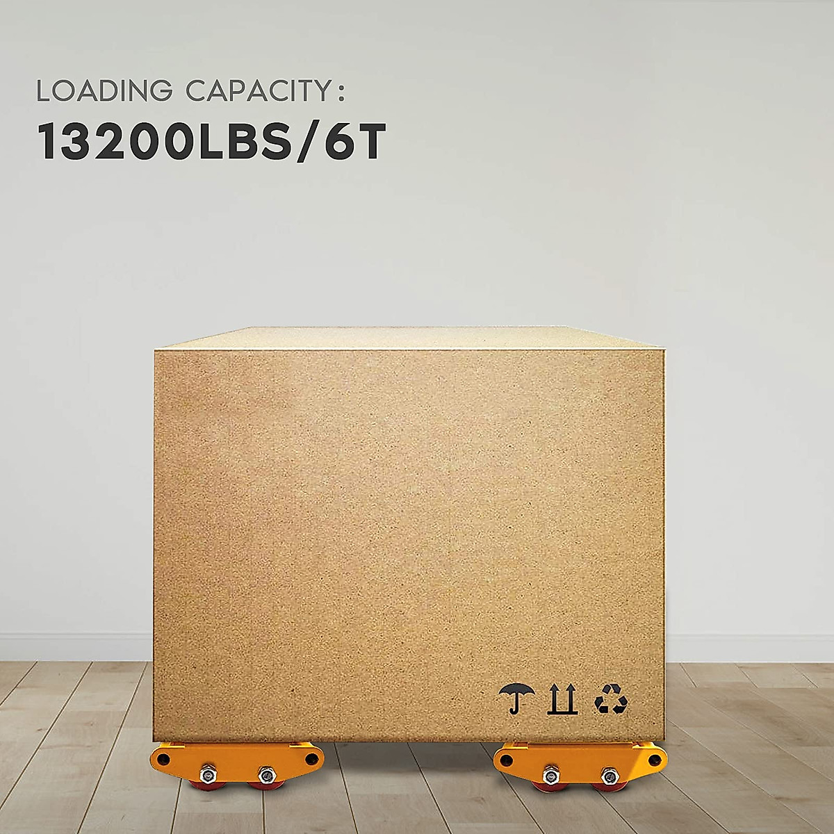 XCFDP Machine Skates, 6T Machinery Skate Dolly, 13200lbs Machinery Moving Skate, Machinery Mover Skate with Non-Slip Belt, Heavy Duty Machine Dolly Skate for Industrial Moving Equipment, Yellow, 1pc