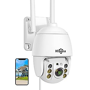 Hiseeu Security Camera Wireless Outdoor, 3MP Color Night Vision WiFi Home Video Surveillance Pan&Tilt 360° with Motion Detection,Siren/Motion/Light Alarm,2-Way Audio,IP66 Weatherproof,Work with Alexa