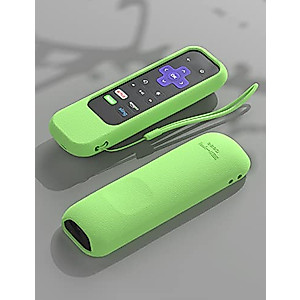 Protective Case for Roku Express/Express+,Roku 2 (4210R),Roku LT,Premiere,RC83,Streaming Stick RC41,3800RT,TCL R655 Remote Case Light Weight Shock Proof Silicone Remote Cover(Glow in Dark Green)