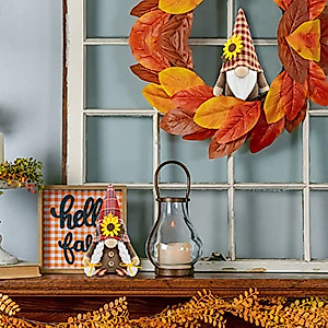 Godeufe Set of 2 Thanksgiving Gnomes Plush Fall 3D Sunflowers Decorations Harvest Gift Handmade Elf Dwarf Figurines for Home Kitchen Farmhouse Tiered Tray Holiday Festival Party Scandinavian Tomte