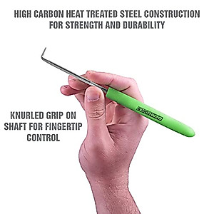 OEMTOOLS 26535 4 Piece Hook and Pick Set, Green Handled Pick Tool Set, Tool Hooks for Precision Projects, O Ring Pick Set, 4 Hook Tool Kit