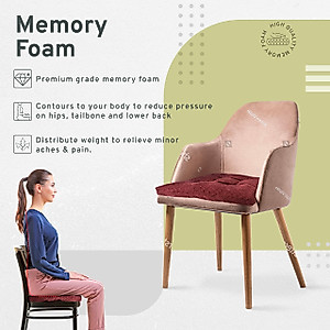 Arlee Tyler, Set of 2-Memory Foam Chair Pads, Non-Skid Backing-Durable Thick Seat Cushions for Kitchen, Office, Patio, 15" L x 14" W, Burgundy Red 2 Count