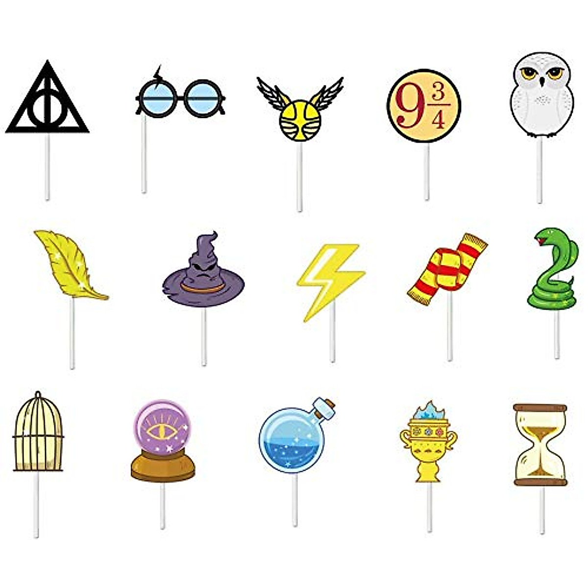 Birthday Party Decoration Boys Magical Wizard Themed Party Decorations Happy Birthday Banner Cupcake Toppers Balloons Party Supplies For Harry Magical Potter Birthday (Golden)