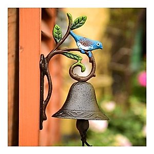 GAODINGD Cast Iron Dinner Bell Rustic Door Bell Cast Iron Wall-Mounted Hand Bells Vintage Hand-Made Home Garden Decoration Welcome Doorbell
