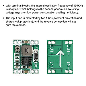 MECCANIXITY DC-DC Buck Converter Voltage Regulator MP1484EN 4.75-23V to 1-17V 3A Green for RC Airplane Power Adjustment Pack of 4