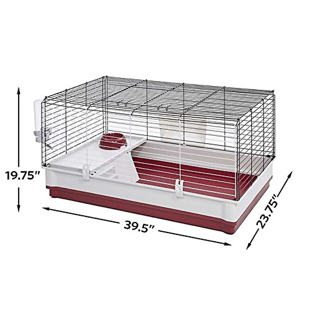 MidWest Homes for Pets 158 Wabbitat Deluxe Rabbit Home, Rabbit Cage, 39.5 L x 23.75 W x 19.75 H Inch, Maroon/White